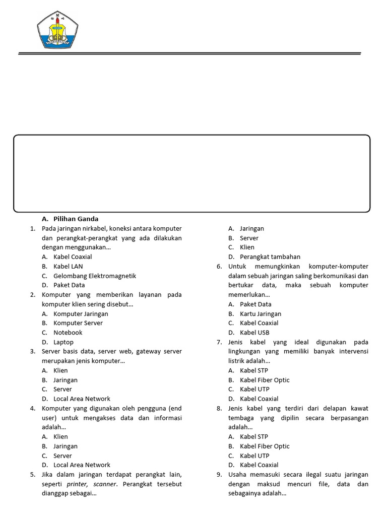 Soal STS Informatika Kelas 8 Semester Ganjil | PDF