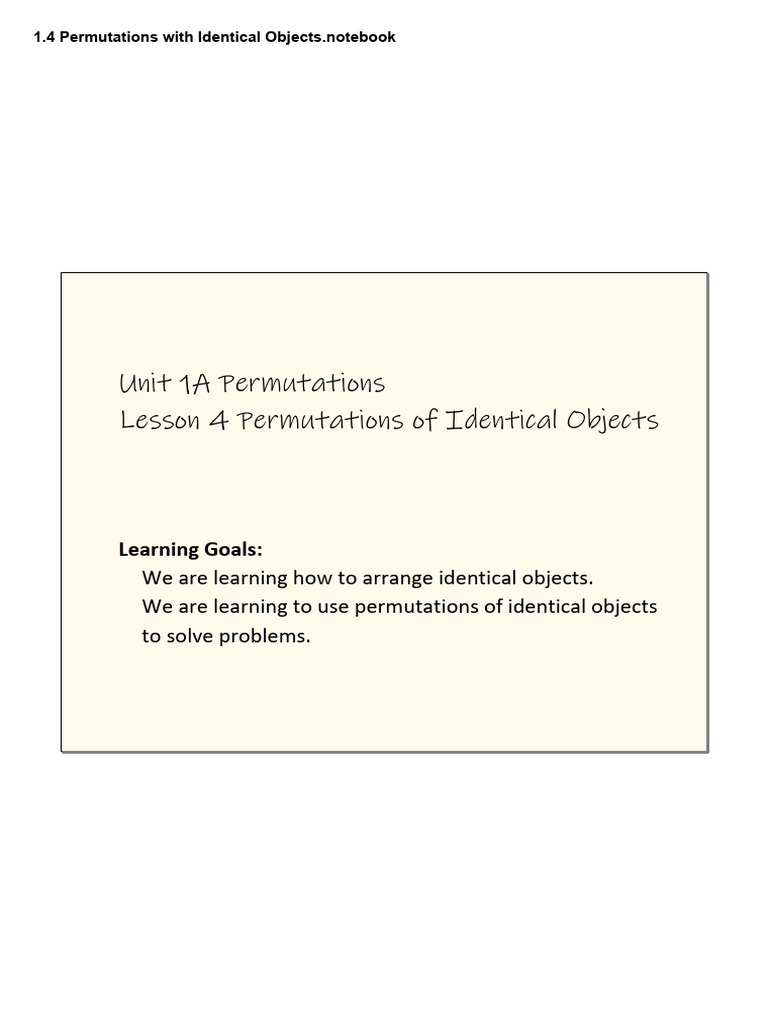 1.4 Permutations With Identical Objects | PDF