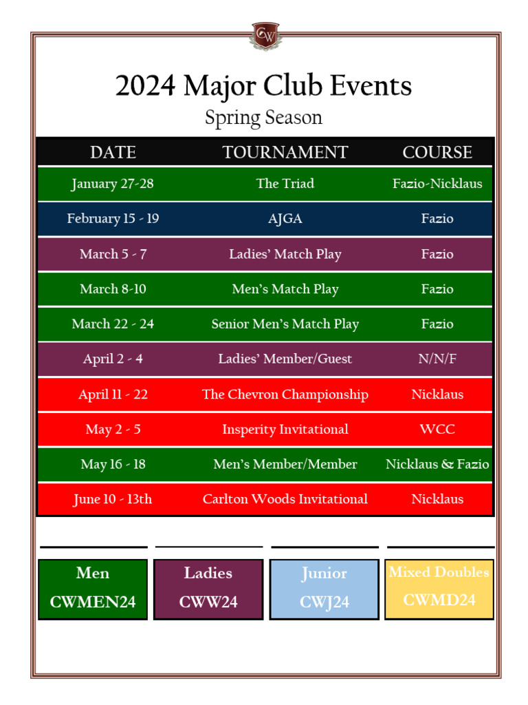 2024 Member Major Events Schedule 2 | PDF
