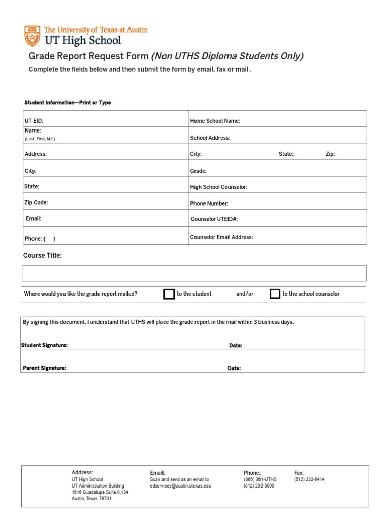 Uths Grade Request Form | PDF