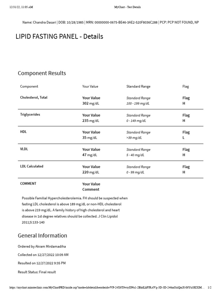 Lipid Fasting Panel | PDF