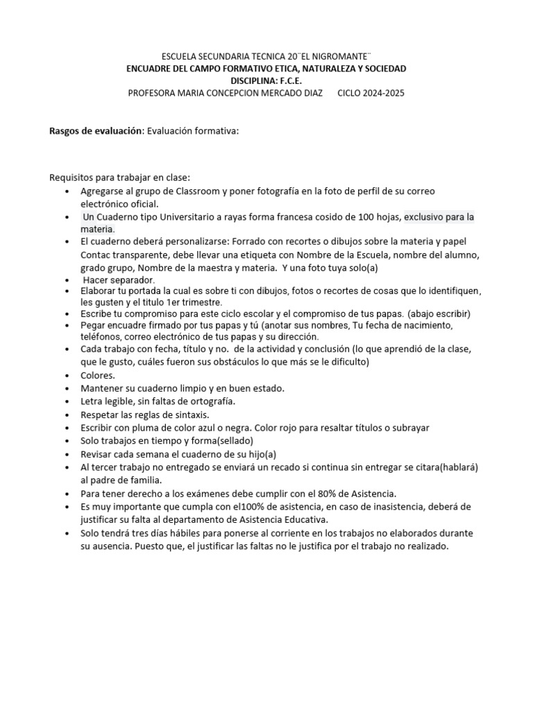 encuadre FCE 2024-25 | PDF