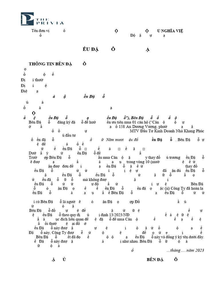 2023.10.30 - Phieu dat cho hoan lai_ San phan phoi | PDF