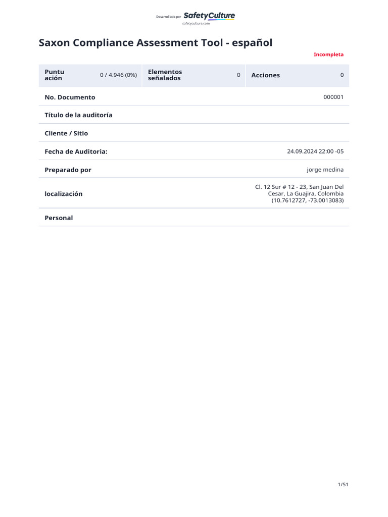 Saxon Compliance Assessment Tool - Español | PDF