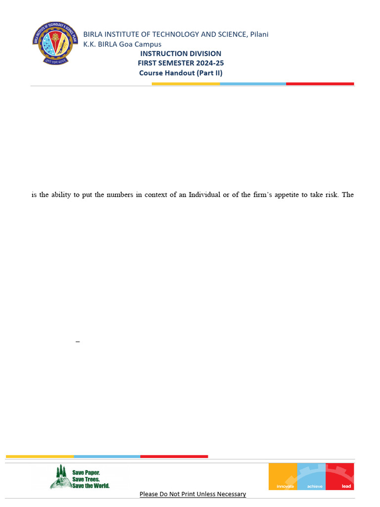 FRAM Course Handout SEM-I, 2024-25 | PDF