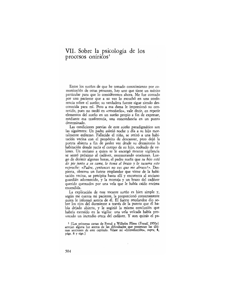 Freud. 1900. La Interp Sueños. Cap 7 | PDF