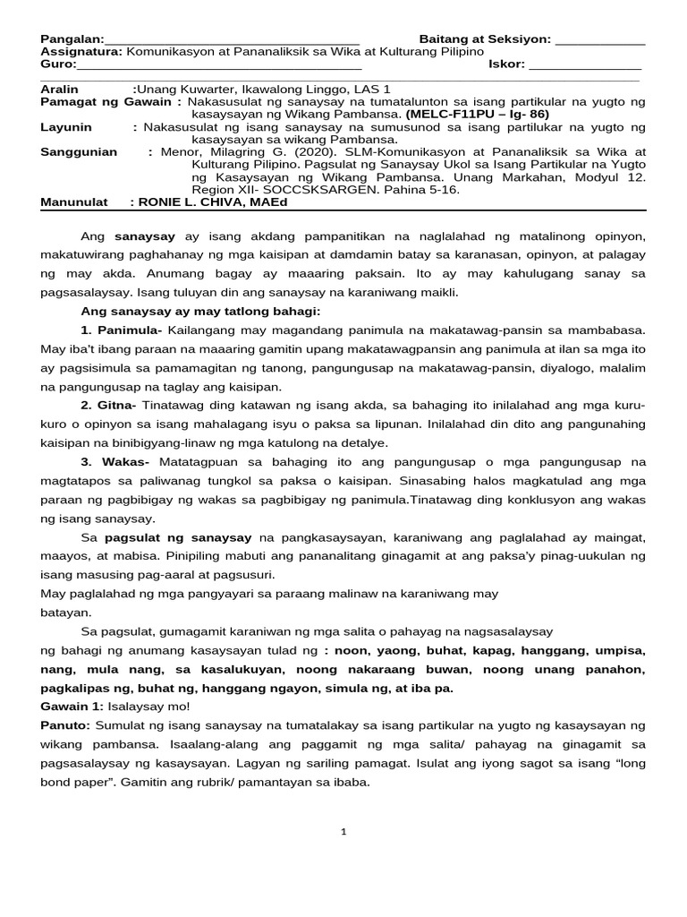 KomPan LAS1 Q1 wk8 | PDF