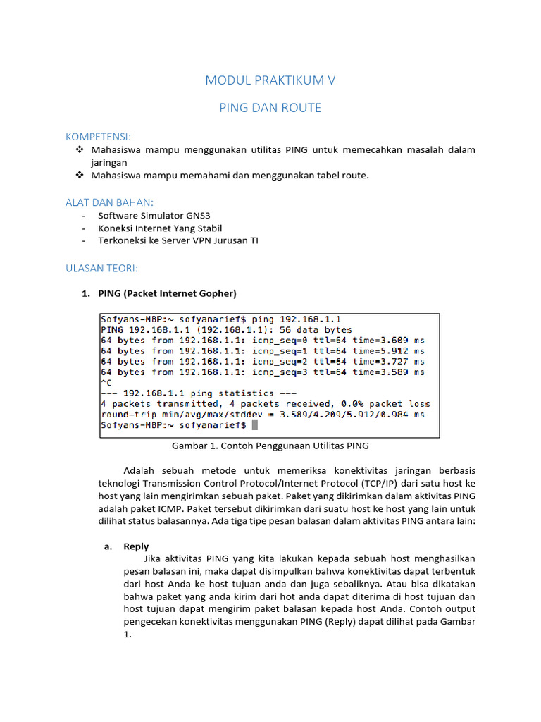 Modul Praktikum 5 - Ping dan Route | PDF