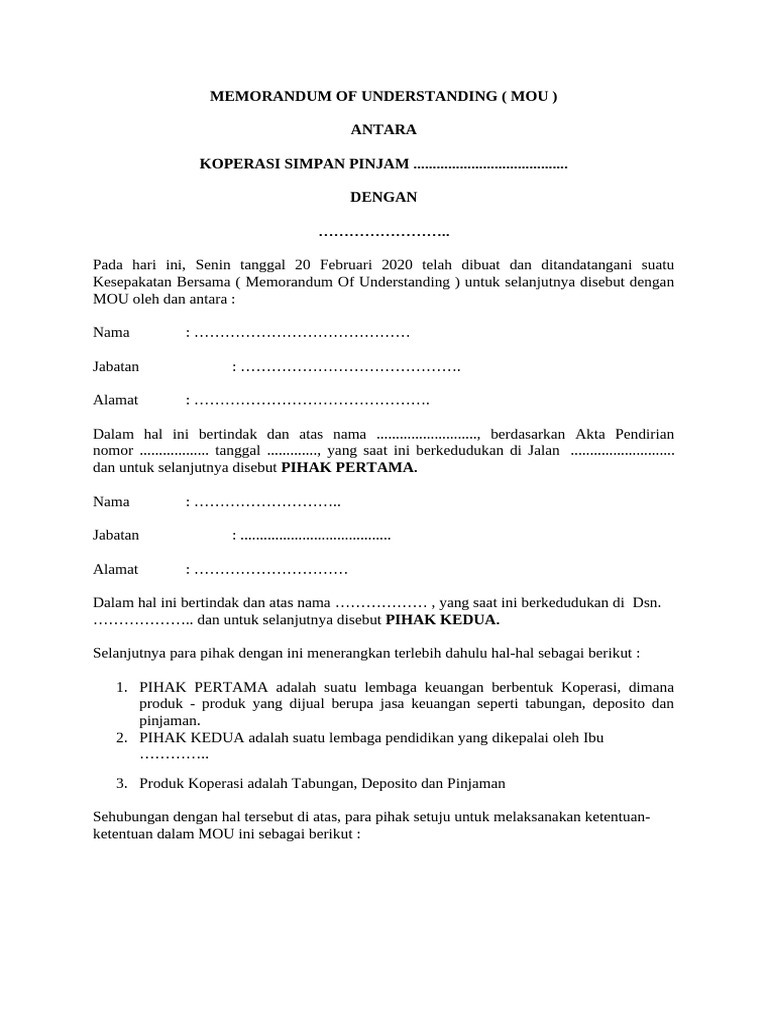 Contoh Format MOU | PDF