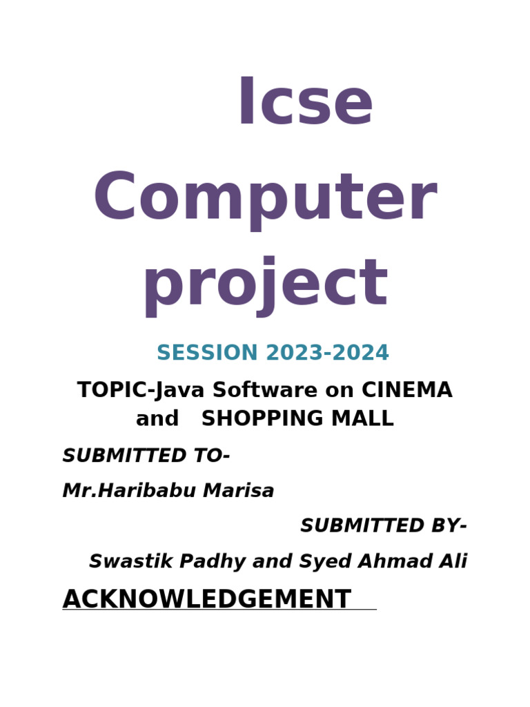 Icse Comp Project | PDF
