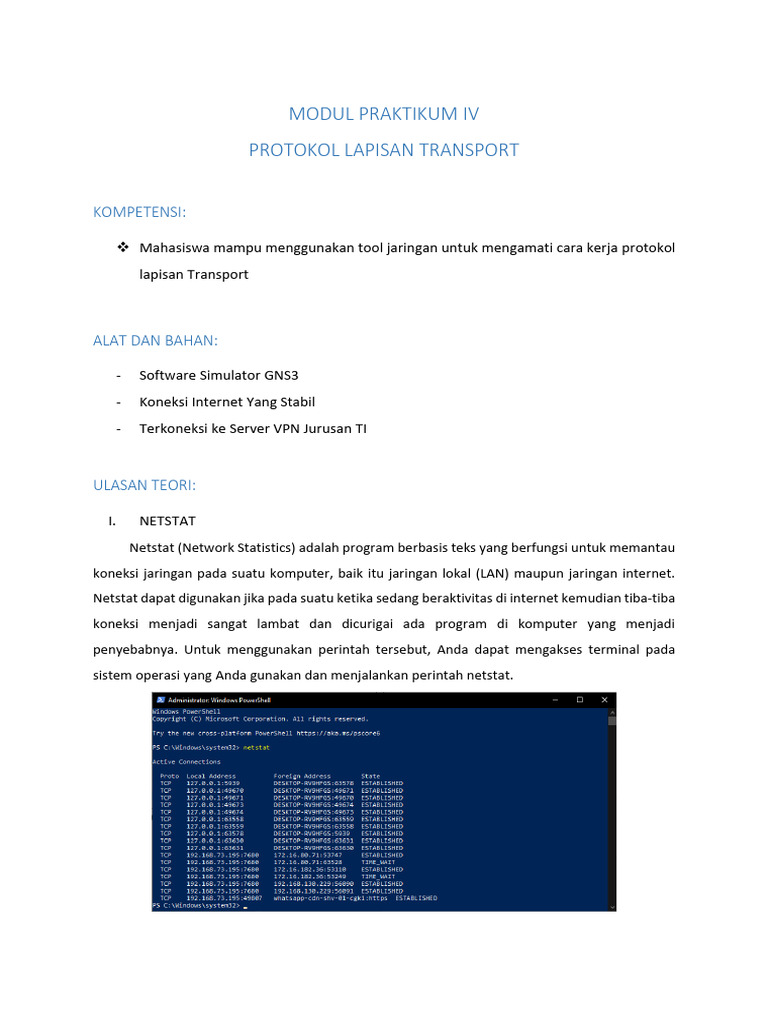 Modul Praktikum 4 - Protokol Lapisan Transport | PDF