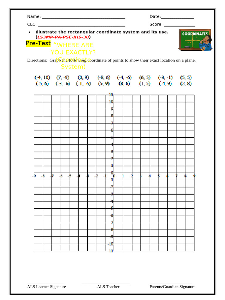 LS3 Math-Worksheets-JHS (WHERE ARE YOU EXACTLY (Coordinate System) | PDF
