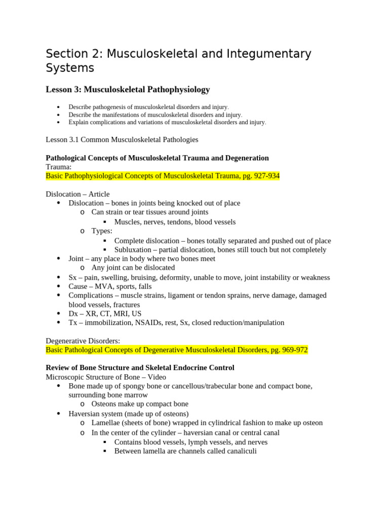 Pathophysiology - Section 2 Notes | PDF