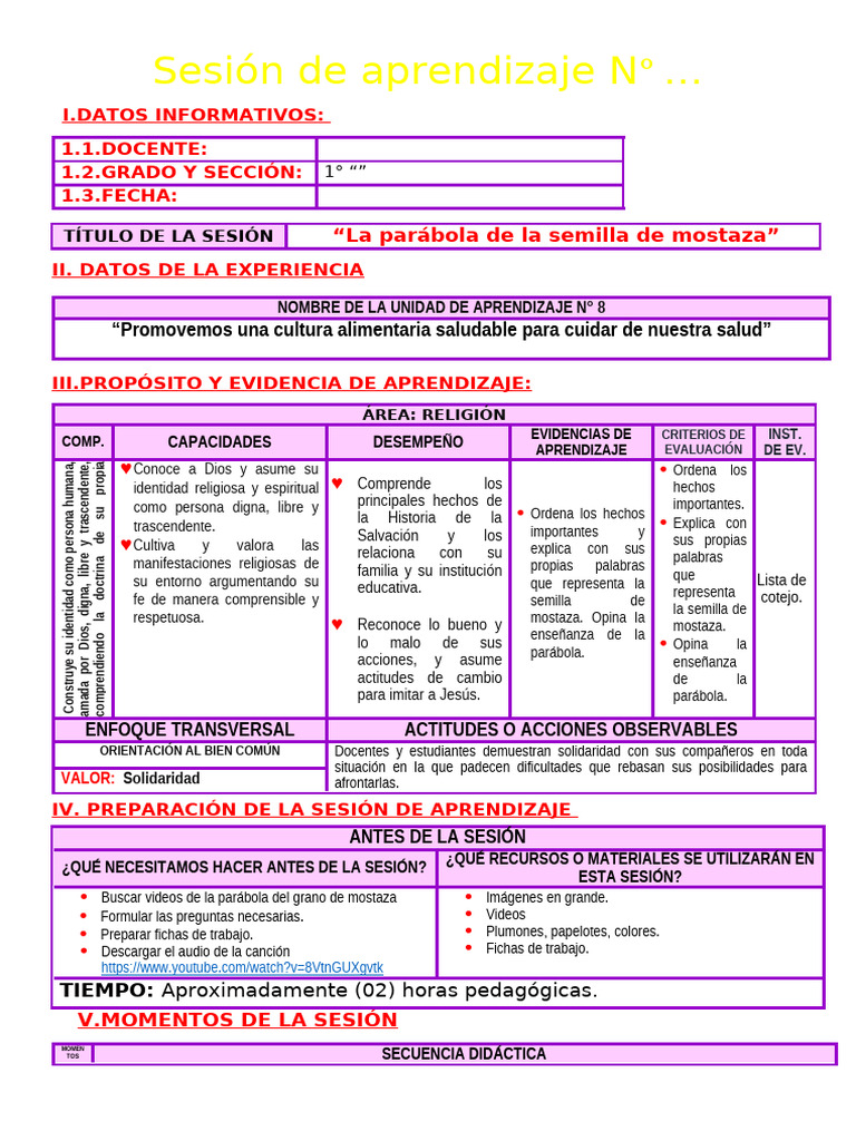 Sesión Parábola de La Semilla de Mostaza Maestra Janet | PDF
