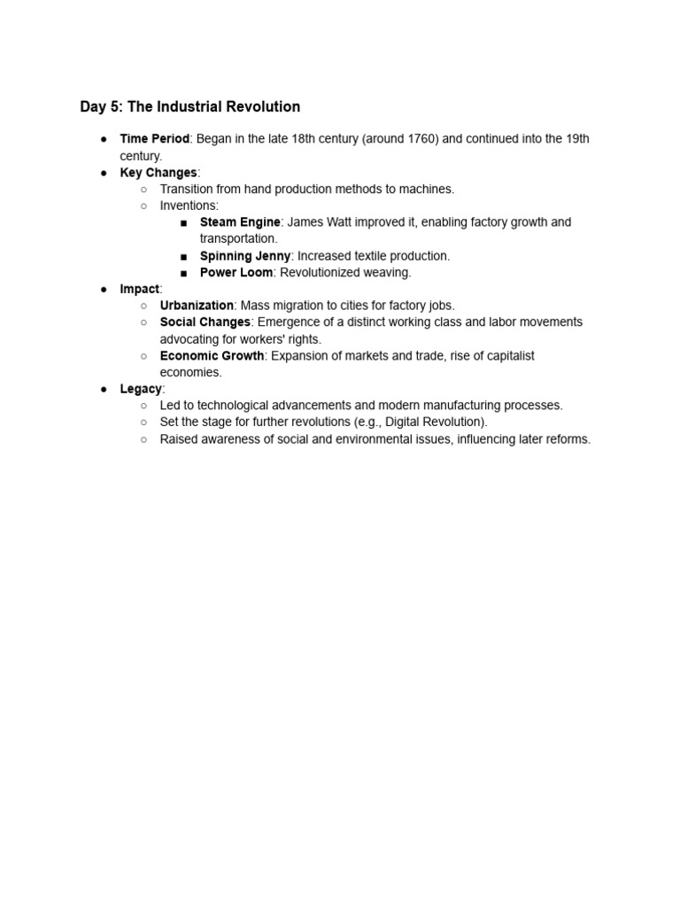 Day 5 - The Industrial Revolution | PDF