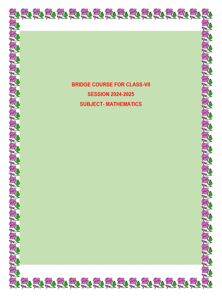 Class-7 Math Bridge Course 2024-25 | PDF