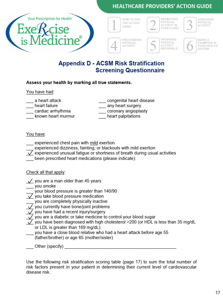 Appendix D ACSM Risk Stratification Q | PDF | High Density Lipoprotein ...