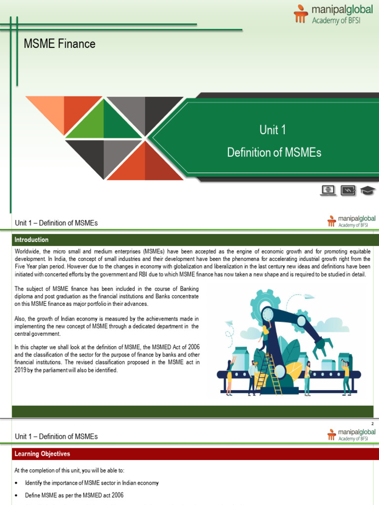 MSME - Reading Material Deck | PDF