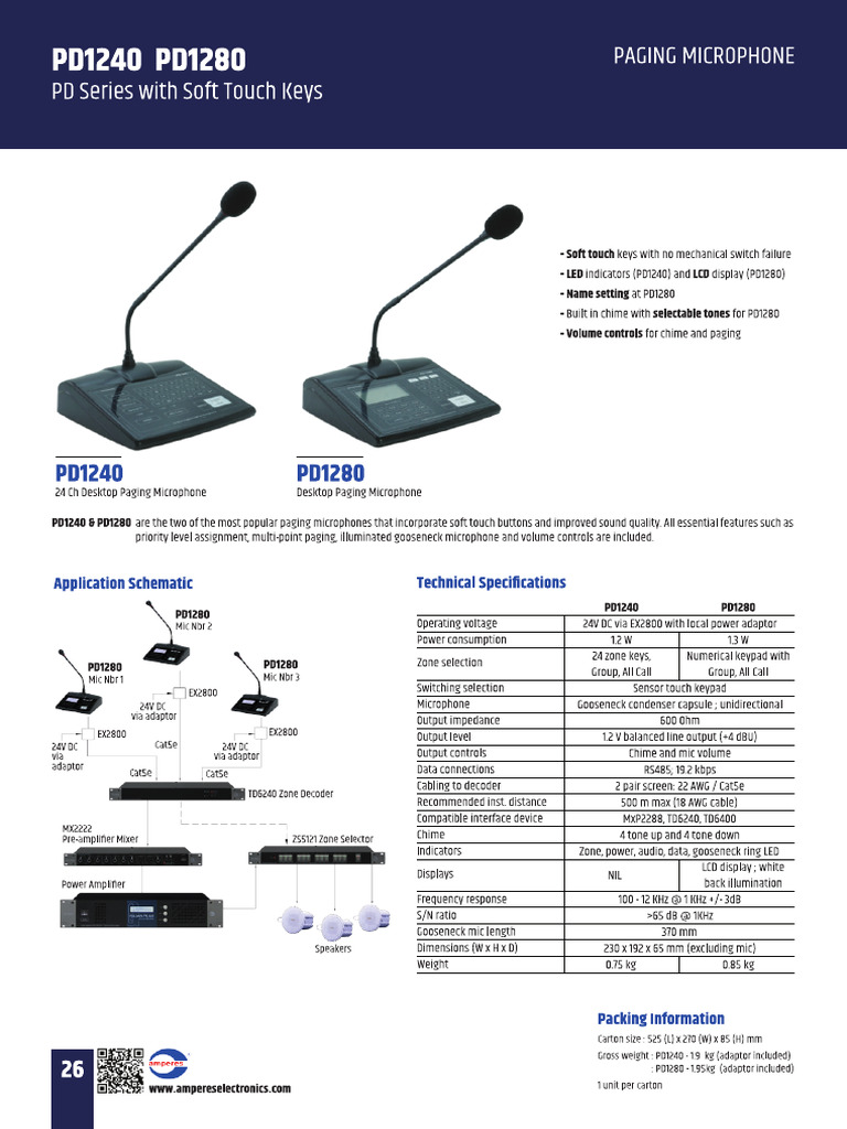 Amperes PD1280 Dekstop Pagging Microphone | PDF