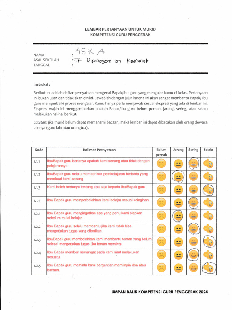 Umpan Balik Murid (ASKA) | PDF