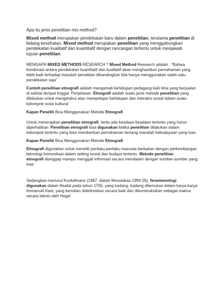 Apa Itu Jenis Penelitian Mix Method | PDF