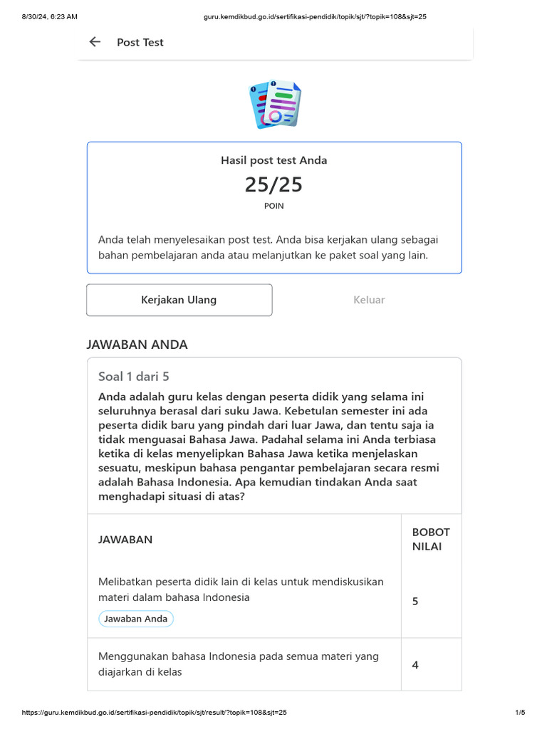 Soal Modul 1 Topik 1 PPG | PDF