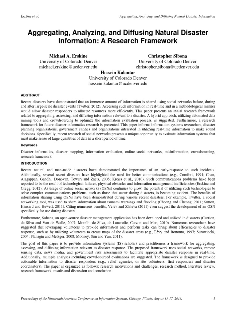 Aggregating Analyzing and Diffusing Natural Disaster Informatiom | PDF