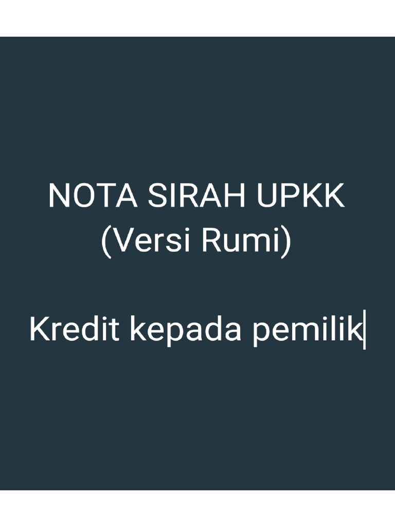 Nota Sirah UPKK - Rumi | PDF