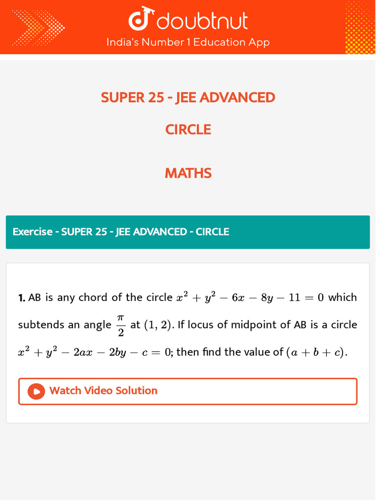 JEE Advanced Circle Questions Guide | PDF | Circle | Perpendicular