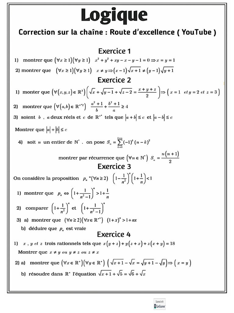 Série Dexercices Sur La Logique 1bac SM @EXEROU-1 | PDF