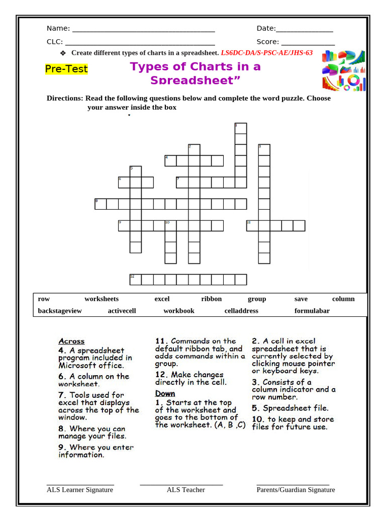 LS6 Worksheets-AE-JHS (INSERTING CHARTS AND FINALIZING THE SPREADSHEET) | PDF