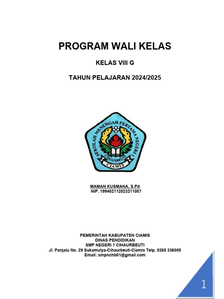 Program Kerja Wali Kelas. PDF 8 G | PDF