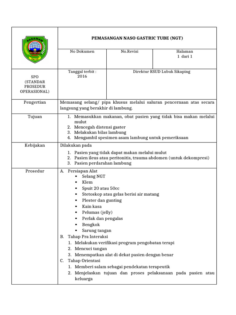 Pemasangan NGT | PDF