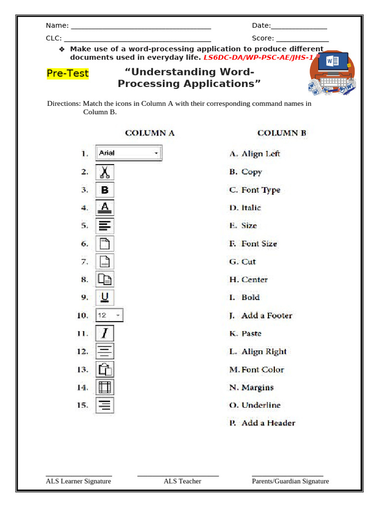 LS6 Worksheets-JHS (Create Ducements Using Word Processing) | PDF