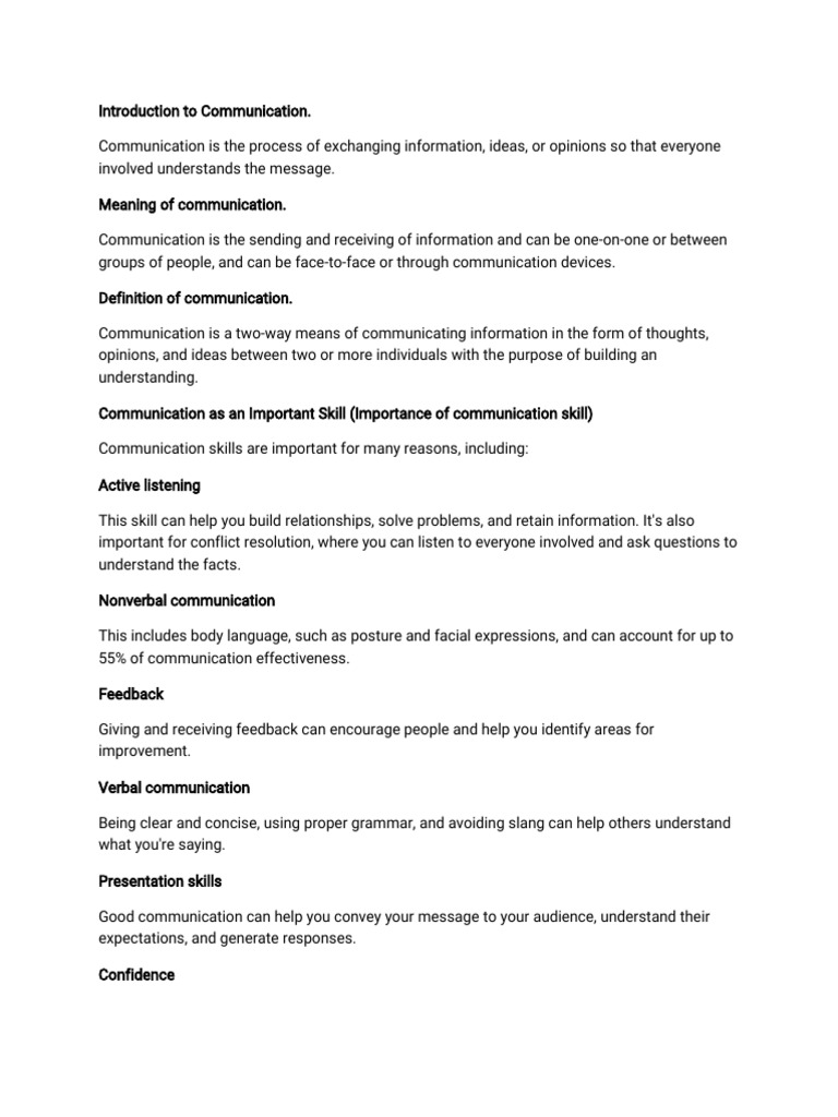 Essential Communication Skills Explained | PDF