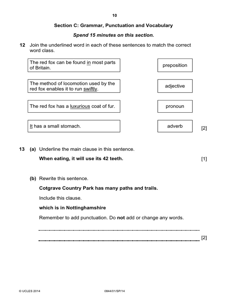 Primary Checkpoint English 0844 Specimen 2014 Paper 1 | PDF