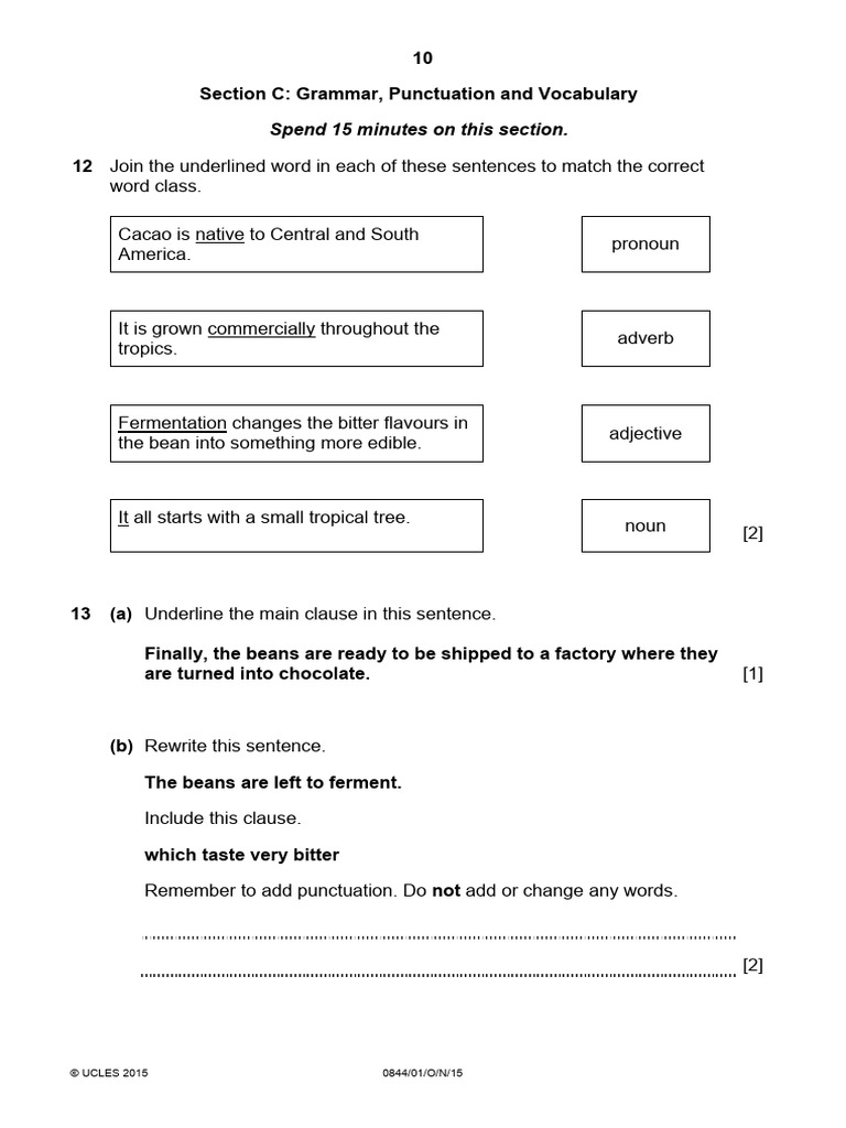 Primary Checkpoint English 0844 October 2015 Paper 1 | PDF