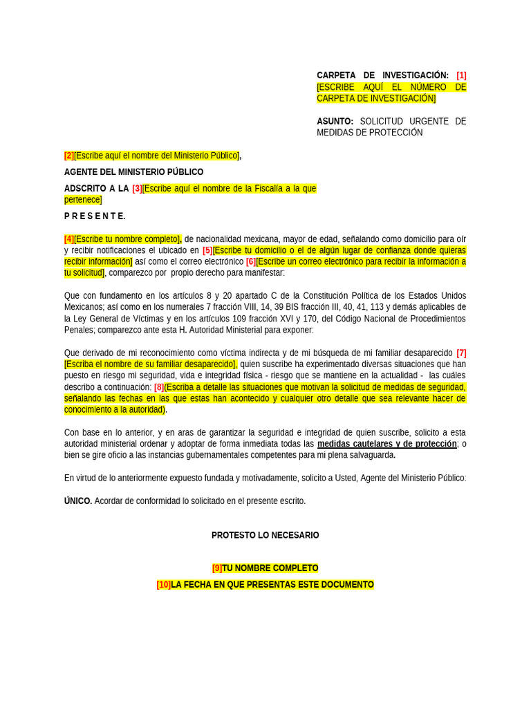 Formato-14_Solicitud-de-medidas-de-protección | PDF