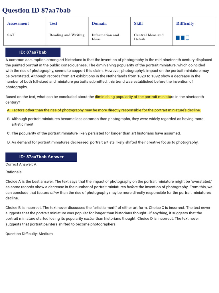 SAT Suite Question Bank - Results | PDF