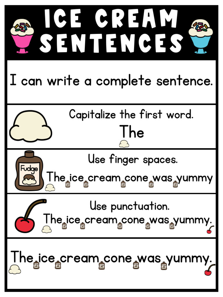 Ice Cream Sentences | PDF