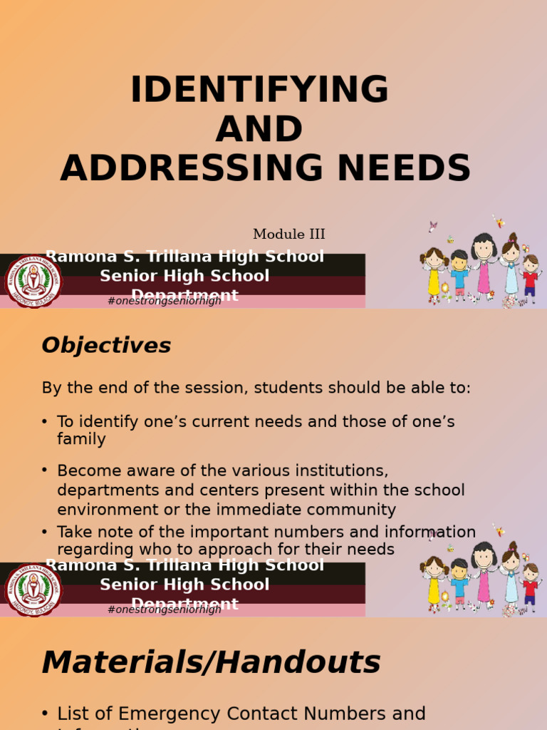 MODULE III Identifying and Addressing Needs | PDF