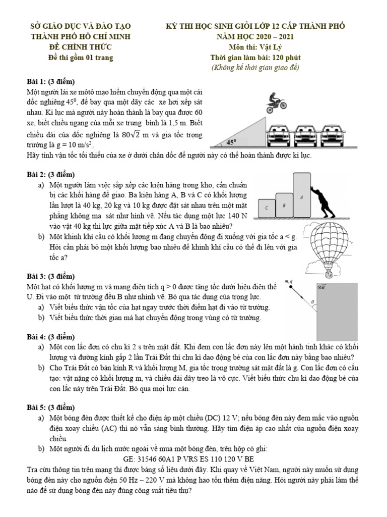 HSG TP HCM 20-21 VL12-Đề | PDF