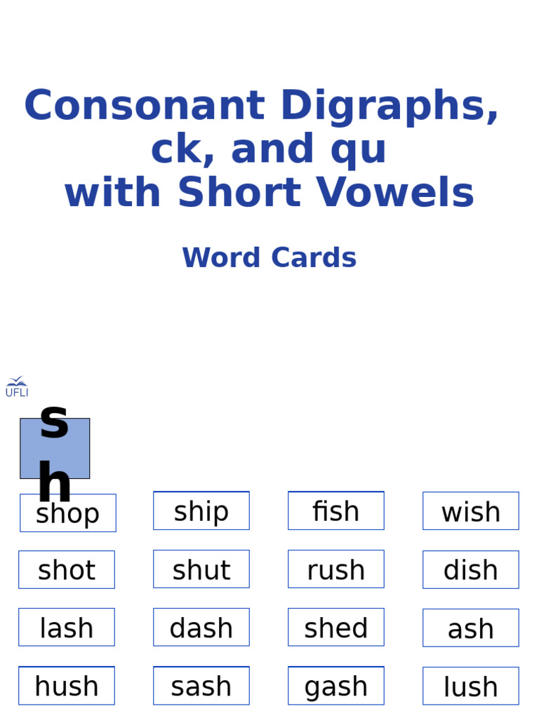 Consonant Digraphs CK Qu Short Vowels Word Cards Rev 9.21.20 | PDF