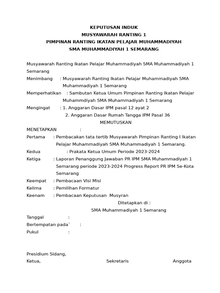 Surat Keputusan Induk | PDF