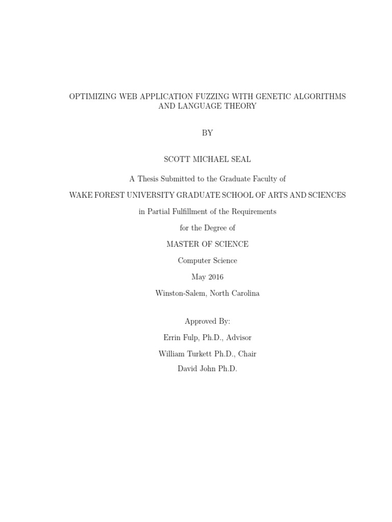 Optimizing Web Application Fuzzing With Genetic Algorithms And Language Theory Pdf Computer 2732