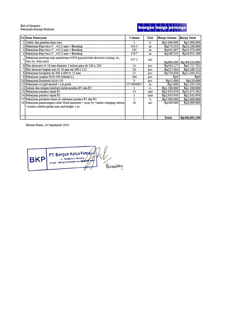 BoQ Membrane Kosongan - XLSX - Sheet2 | PDF | Griya & Taman | Sains & Matematika