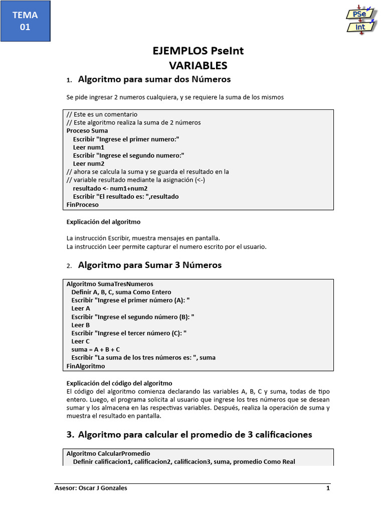 Tema 01 Variables | PDF
