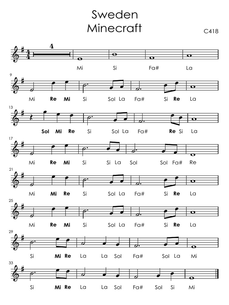 Minecraft Sweden - Partitura | PDF
