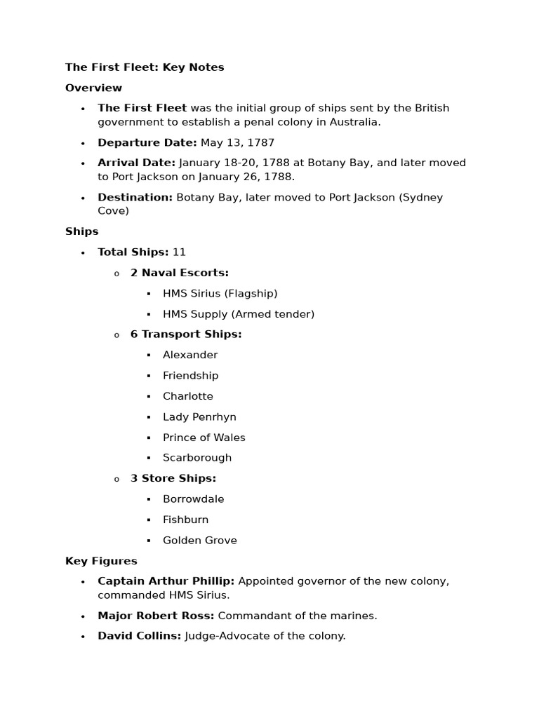 The First Fleet Pdf