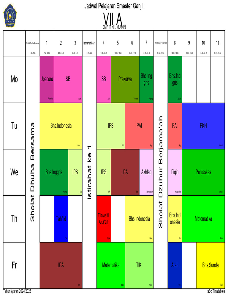 JADWAL KBM 2024-25 SMP KH MU'min New 35 Menit Full Day 2 Rombel | PDF